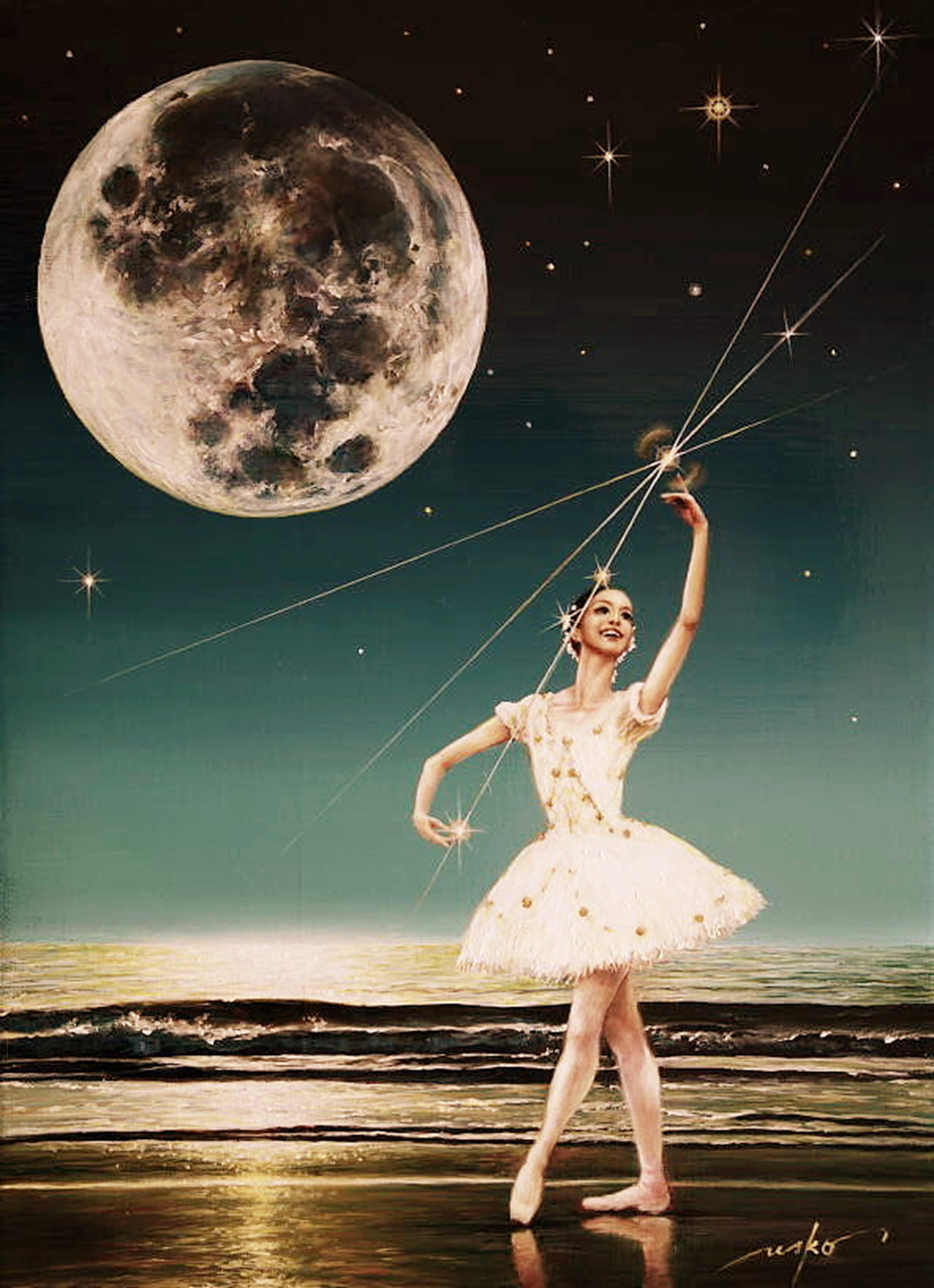 満月とバレリーナ☆油彩画【琴線に触れる】～TOUCH HEARTSTRINGS～｜色彩のソムリエ（画家）｜coconalaブログ