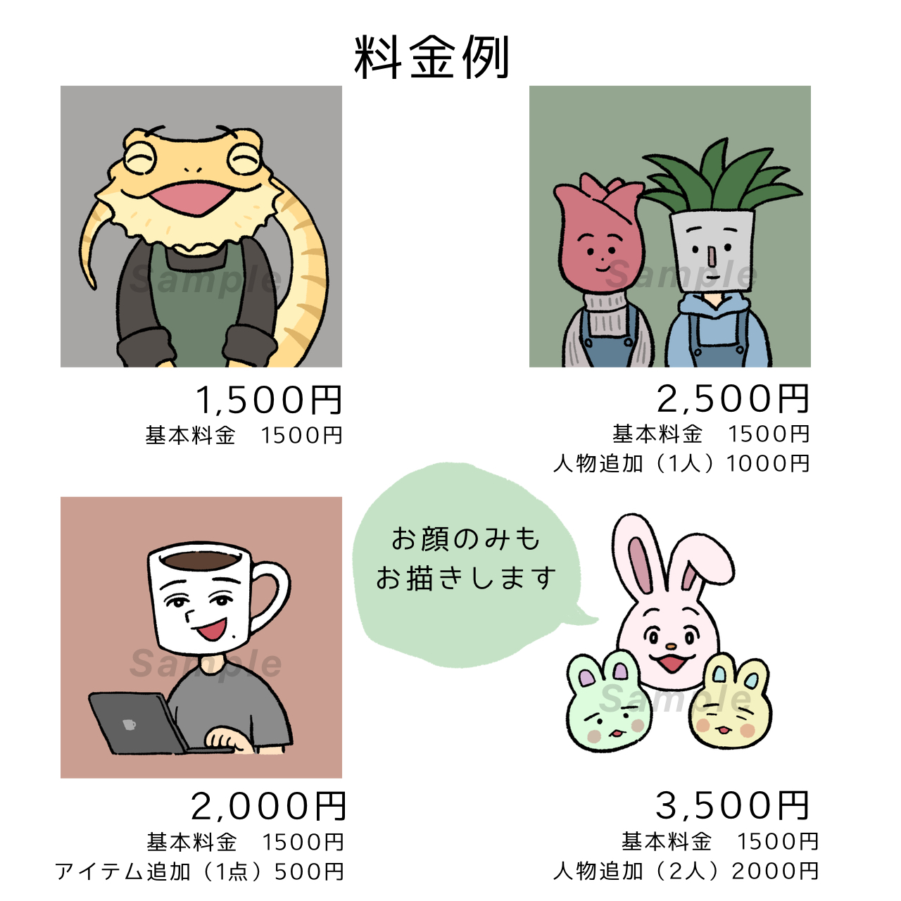 人間以外の似顔絵キャラクターSNSアイコン描きます！｜ごむよー gomuyo｜coconalaブログ