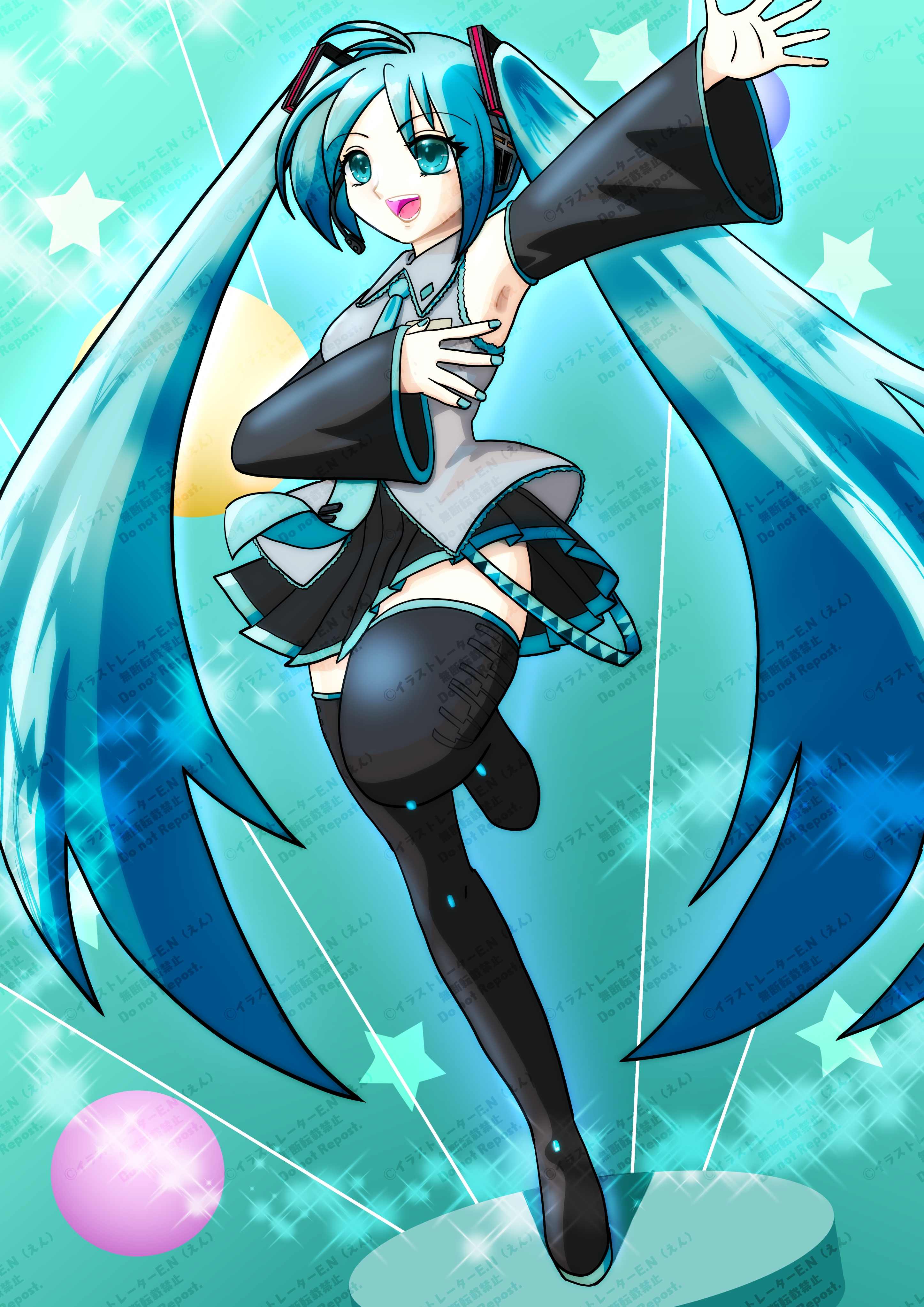 pixiv企画「初音ミク16周年アニバーサリー記念コンテスト」にイラスト出してみた。｜EN（えん） ＠イラストレーター｜coconalaブログ