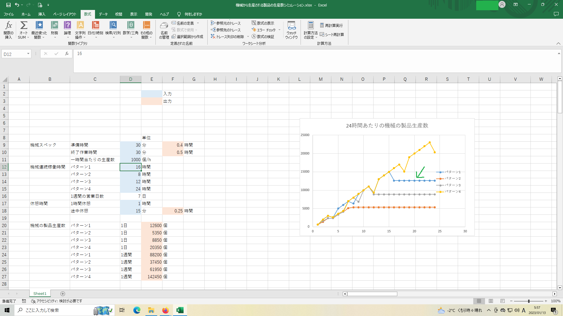 機械から生産される製品の生産数シミュレーション｜エクセルシア｜coconalaブログ