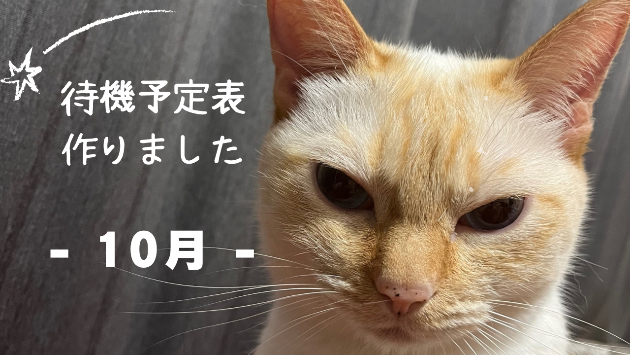 10月の待機予定表を作りました。｜桜夜 おはる＊秘密の猫サロン＊｜coconalaブログ