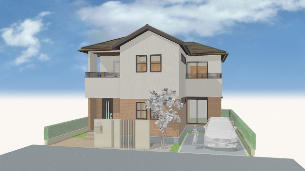 【3D】カーポートと吹き抜けがある、二階に水回りをもってきた4LDKの間取り｜まどりちゃんの飛び出すプランサービス｜coconalaブログ